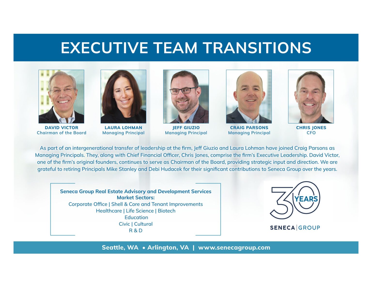 Executive Team Transition – Seneca Group